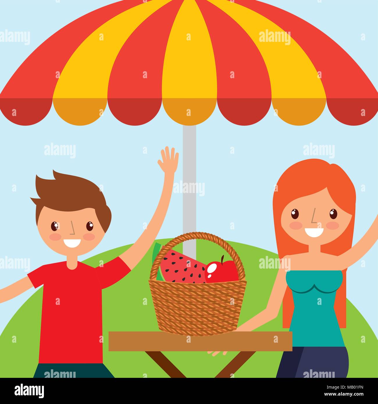 Picnic table umbrella Stock Vector Images - Alamy