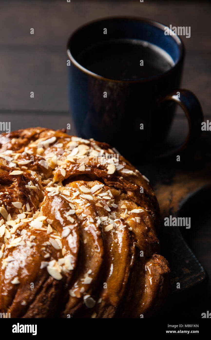 Sweet maple syrup bread with almonds Stock Photo - Alamy