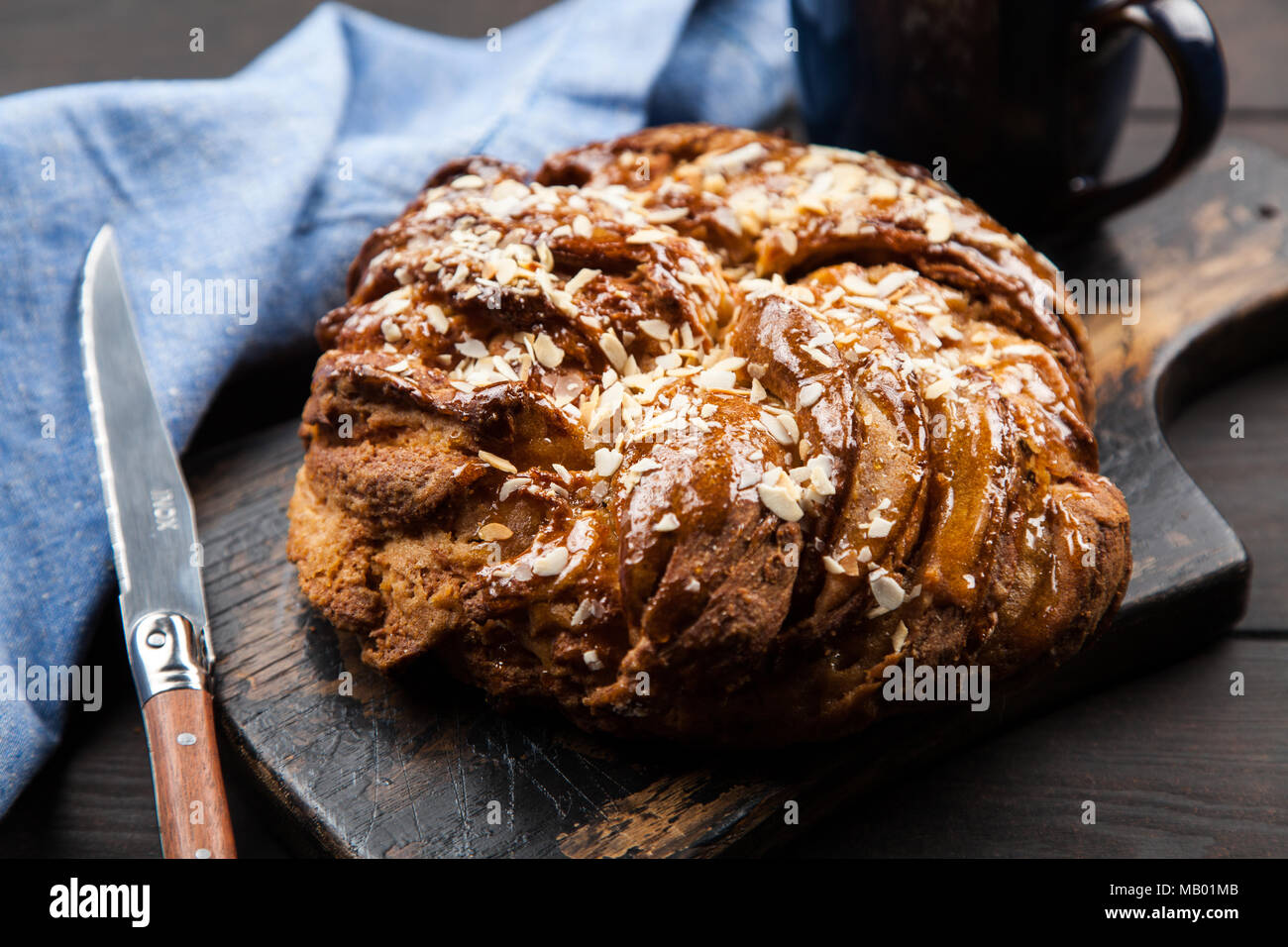 Sweet maple syrup bread with almonds Stock Photo - Alamy