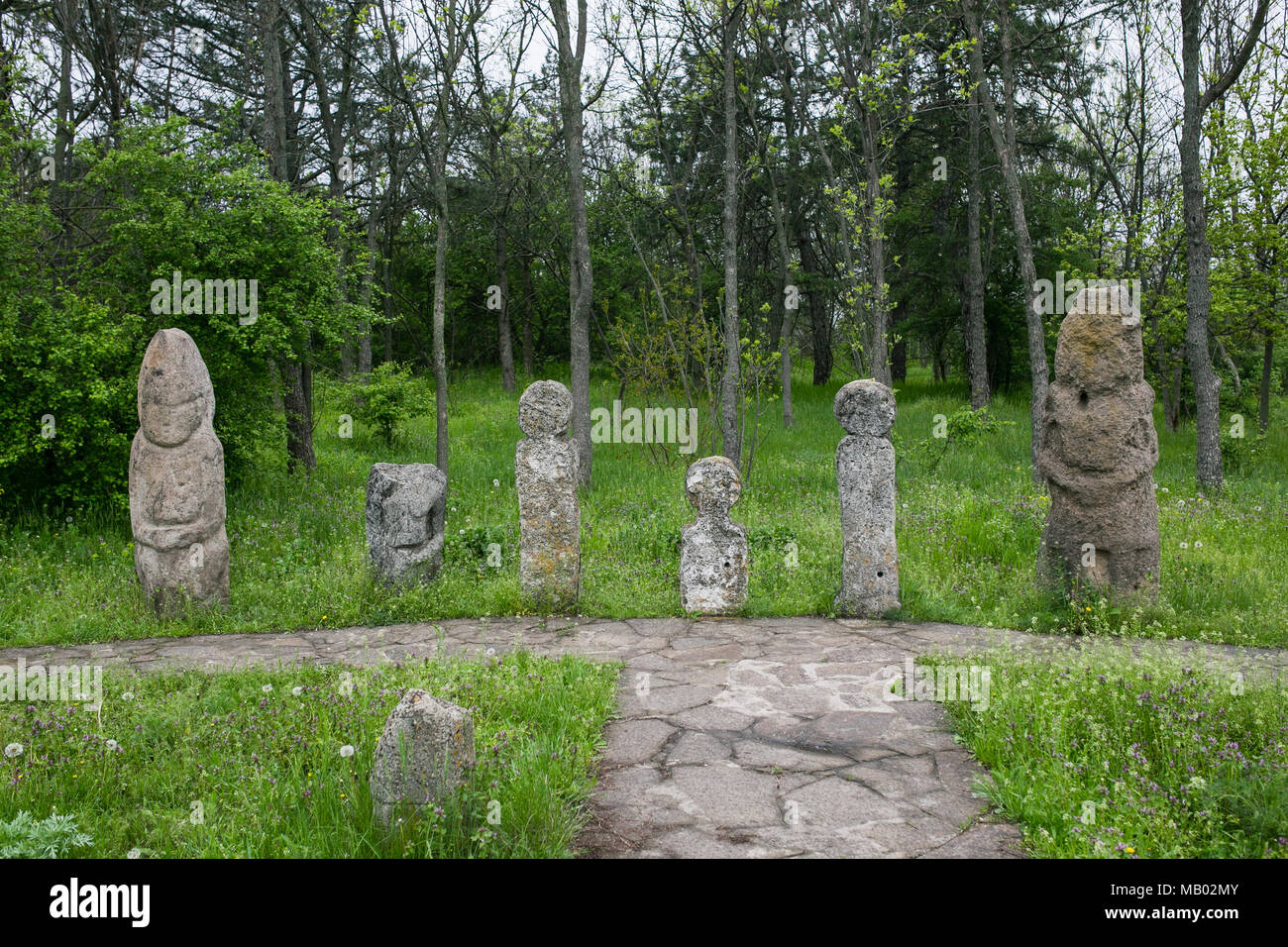 Ancient kurgan stelae in the Khortytsia isalnd, Zaporizhia, Ukraine ...