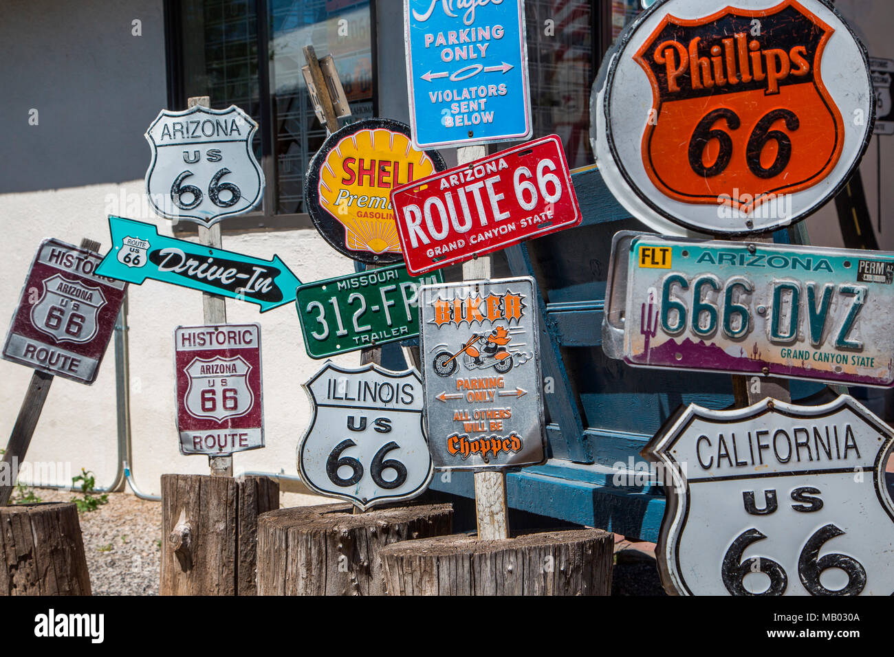 A collection of signs on Route 66 Stock Photo - Alamy