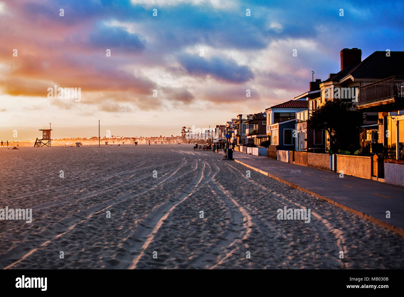 Sunset at a beach in California Stock Photo - Alamy