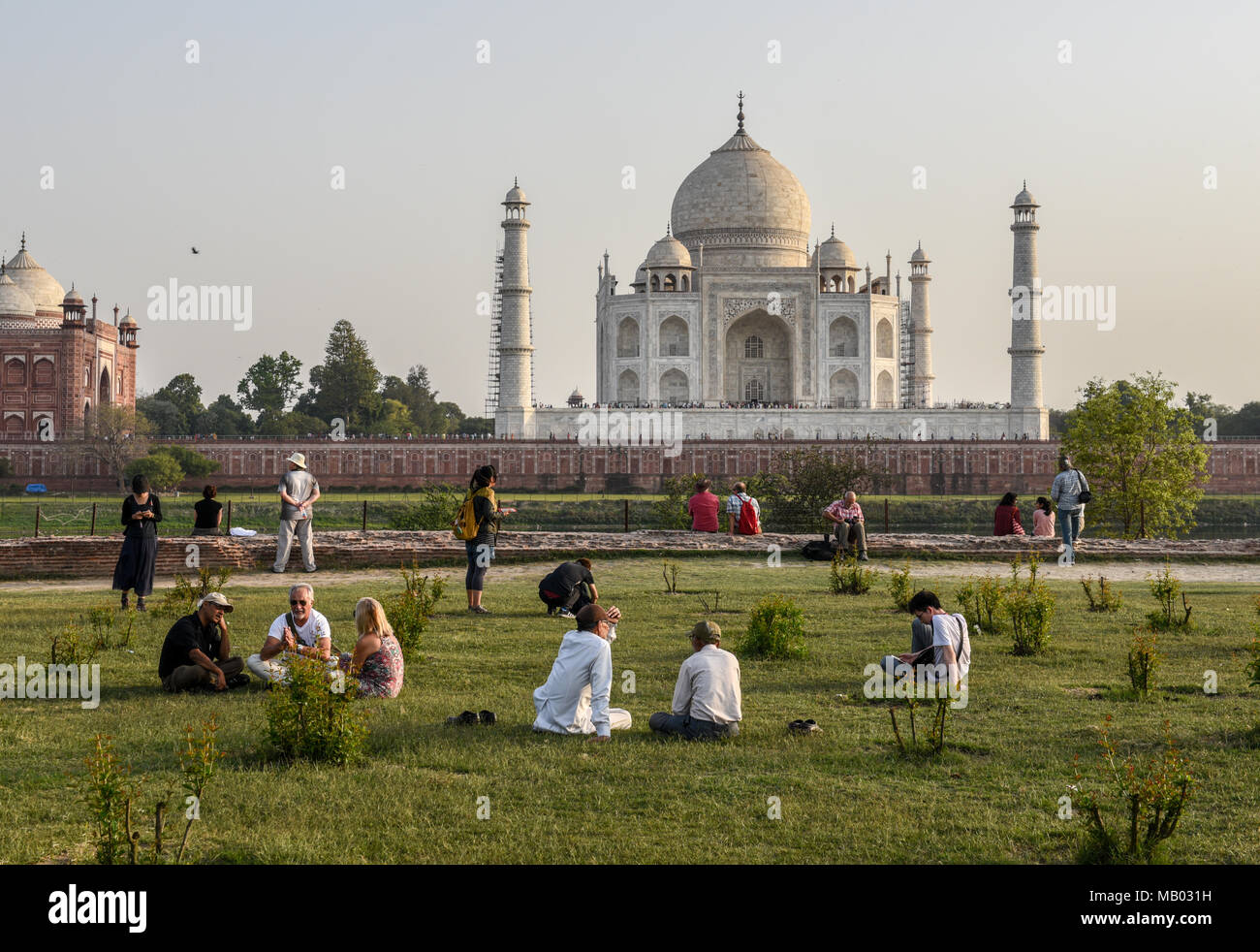 Agra, India – March 15 2017: Tourist people sitting and enjoying at the ...