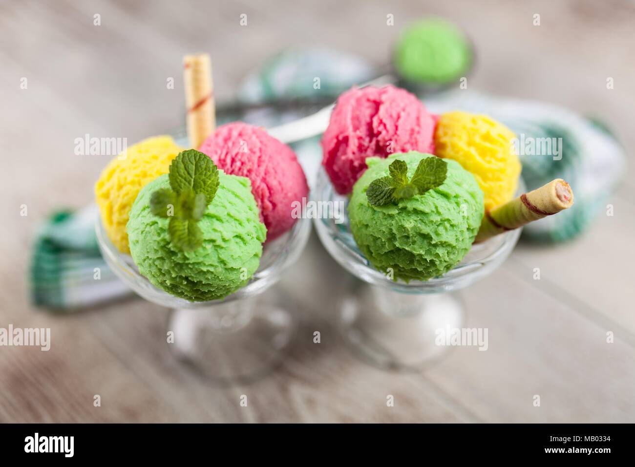 Ice cream vase on grey background Stock Photo - Alamy