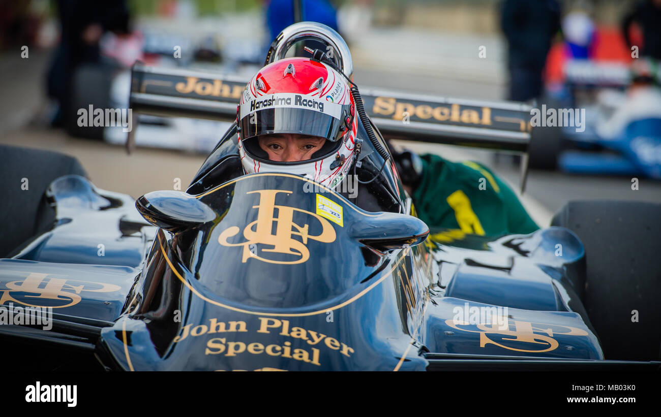 Japanese racing driver Katsu Kubota in the JPS Lotus 91/7 F1 car during ...