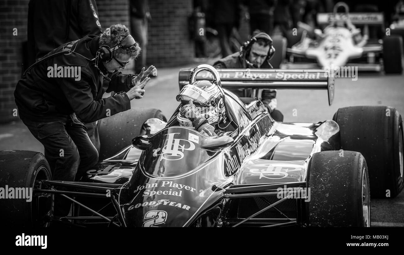 Japanese racing driver Katsu Kubota in the JPS Lotus 91/7 F1 car during ...