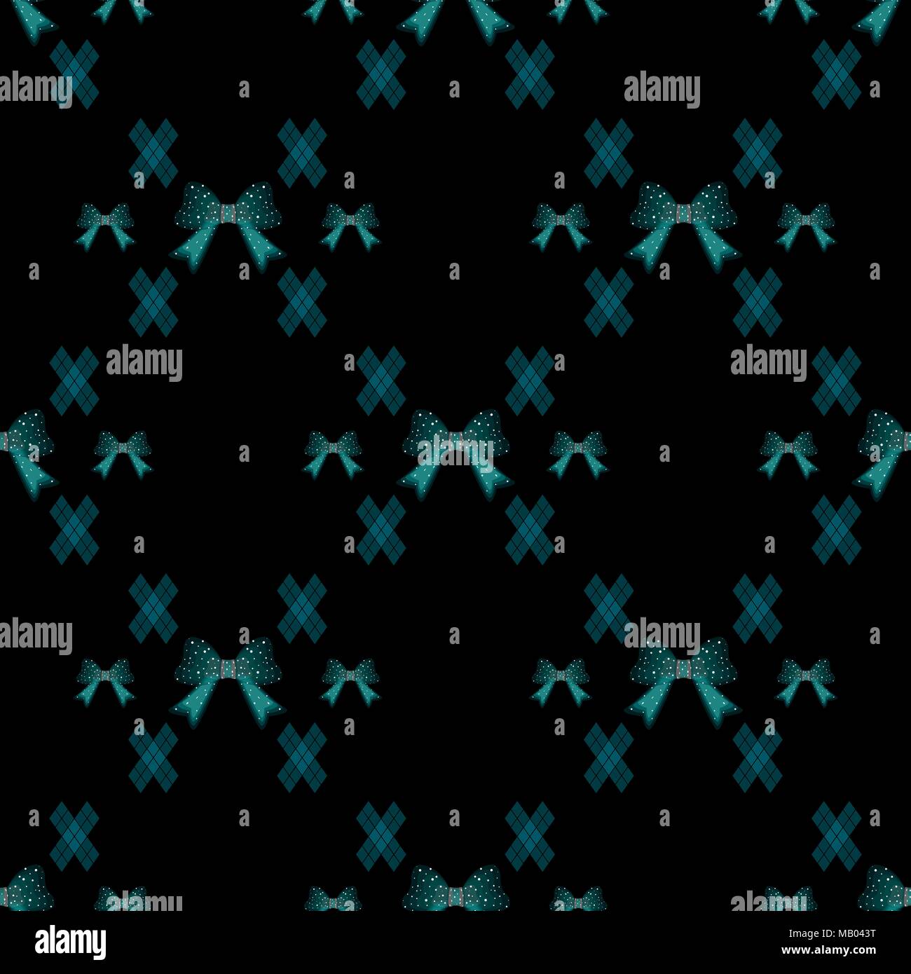 Vector cute abstract bow tie seamless pattern on black background eps ...