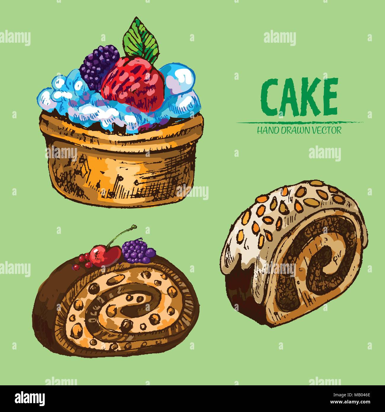 Cake Slice Drawing Vintage