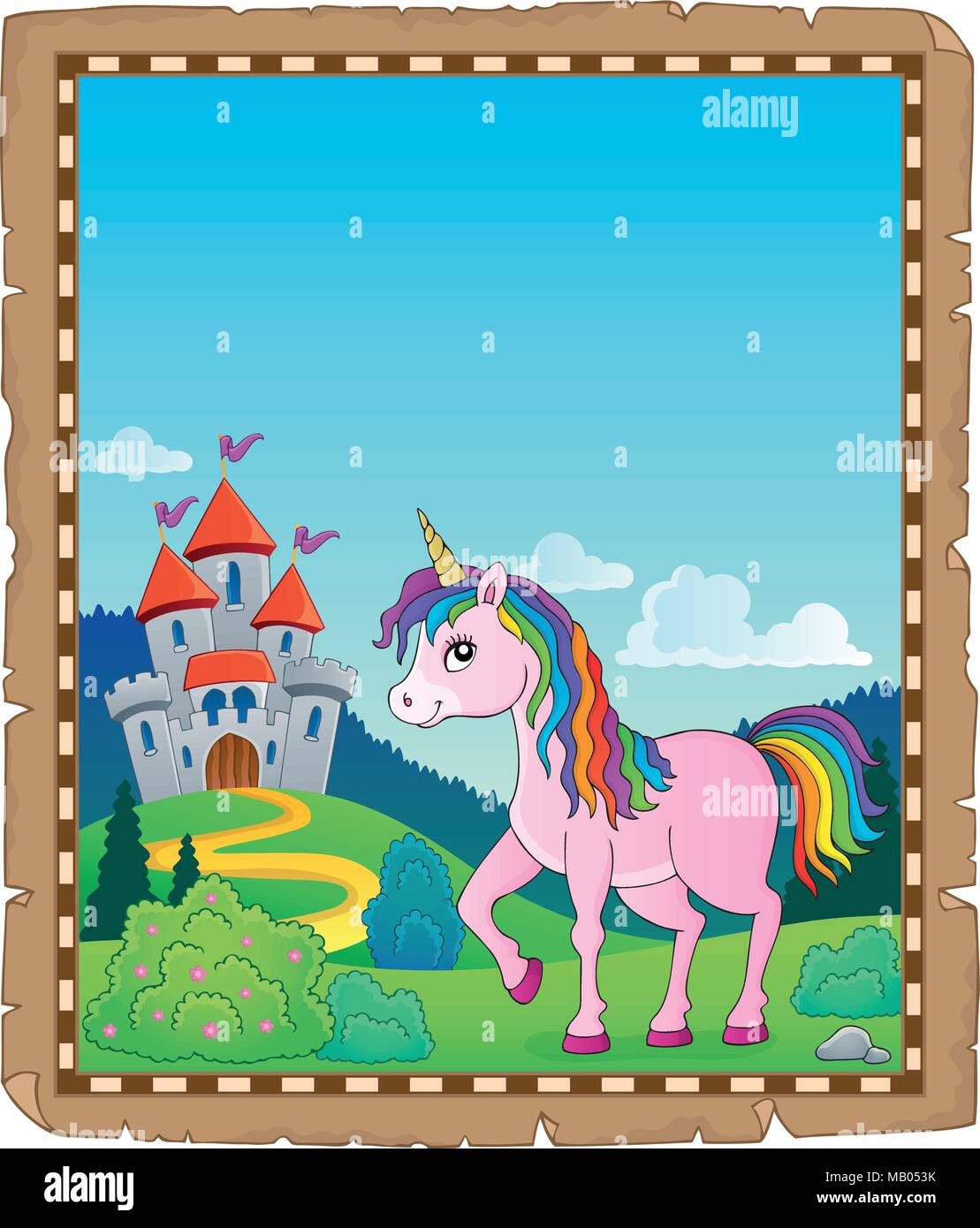 Happy unicorn topic parchment 1 - eps10 vector illustration Stock ... Happy unicorn topic parchment 1 - eps10 vector illustration Stock ...