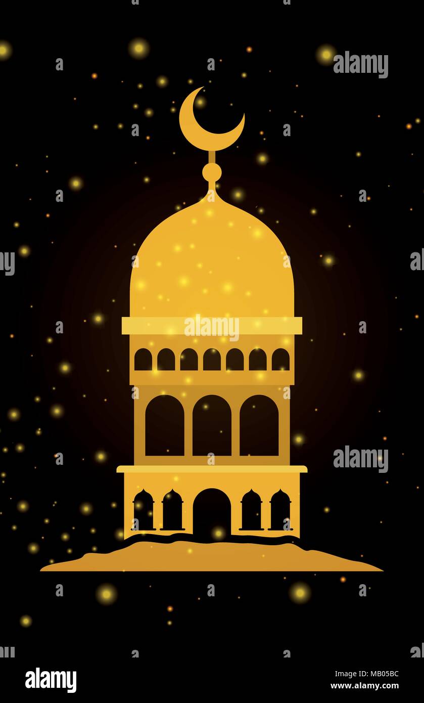 eid mubarak temple facade with moon Stock Vector Image & Art - Alamy