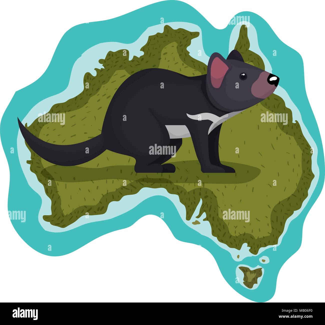 wild tasmanian devil creature over australian map Stock Vector Image ...
