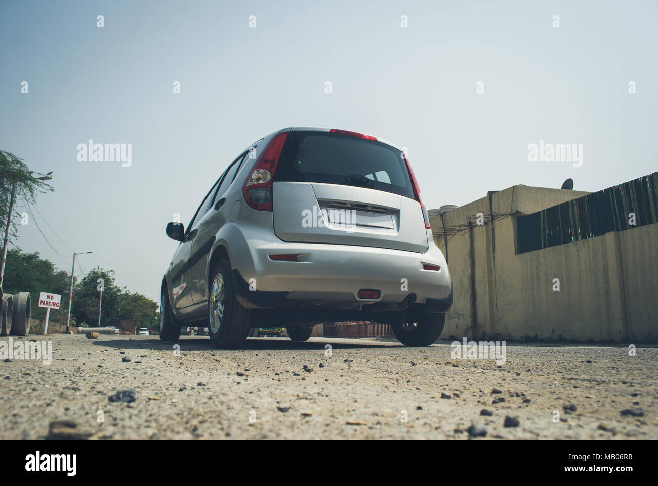 Hatchback car from the back Stock Photo - Alamy