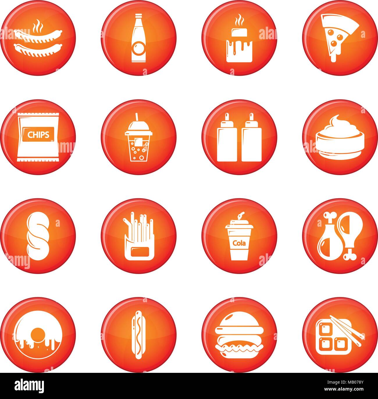 Fast food icons set red vector Stock Vector Image & Art - Alamy
