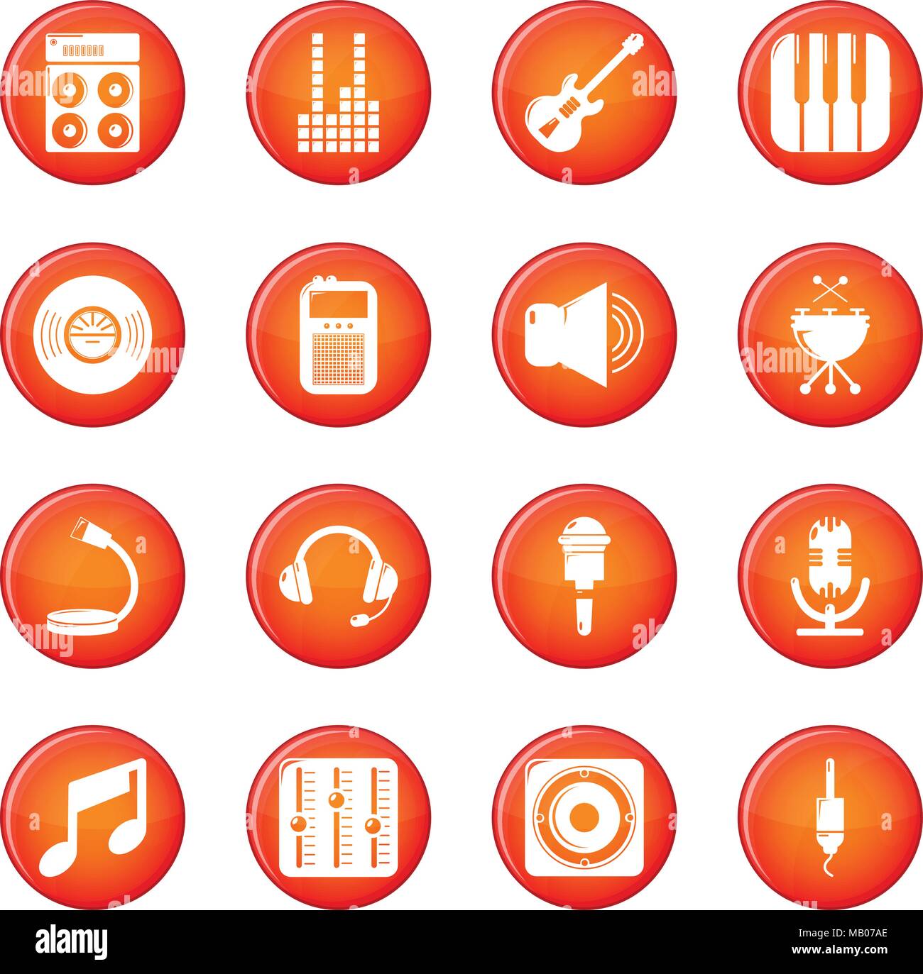 Recording studio symbols icons set red vector Stock Vector Image & Art ...