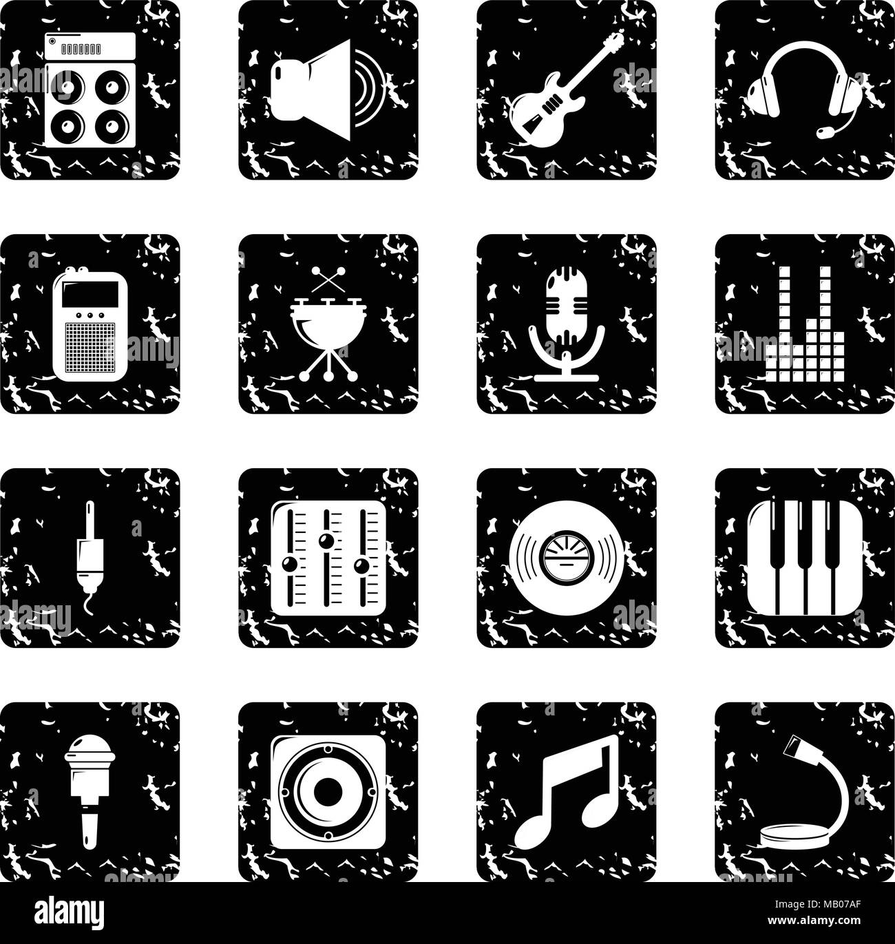 Recording studio symbols icons set grunge vector Stock Vector Image ...
