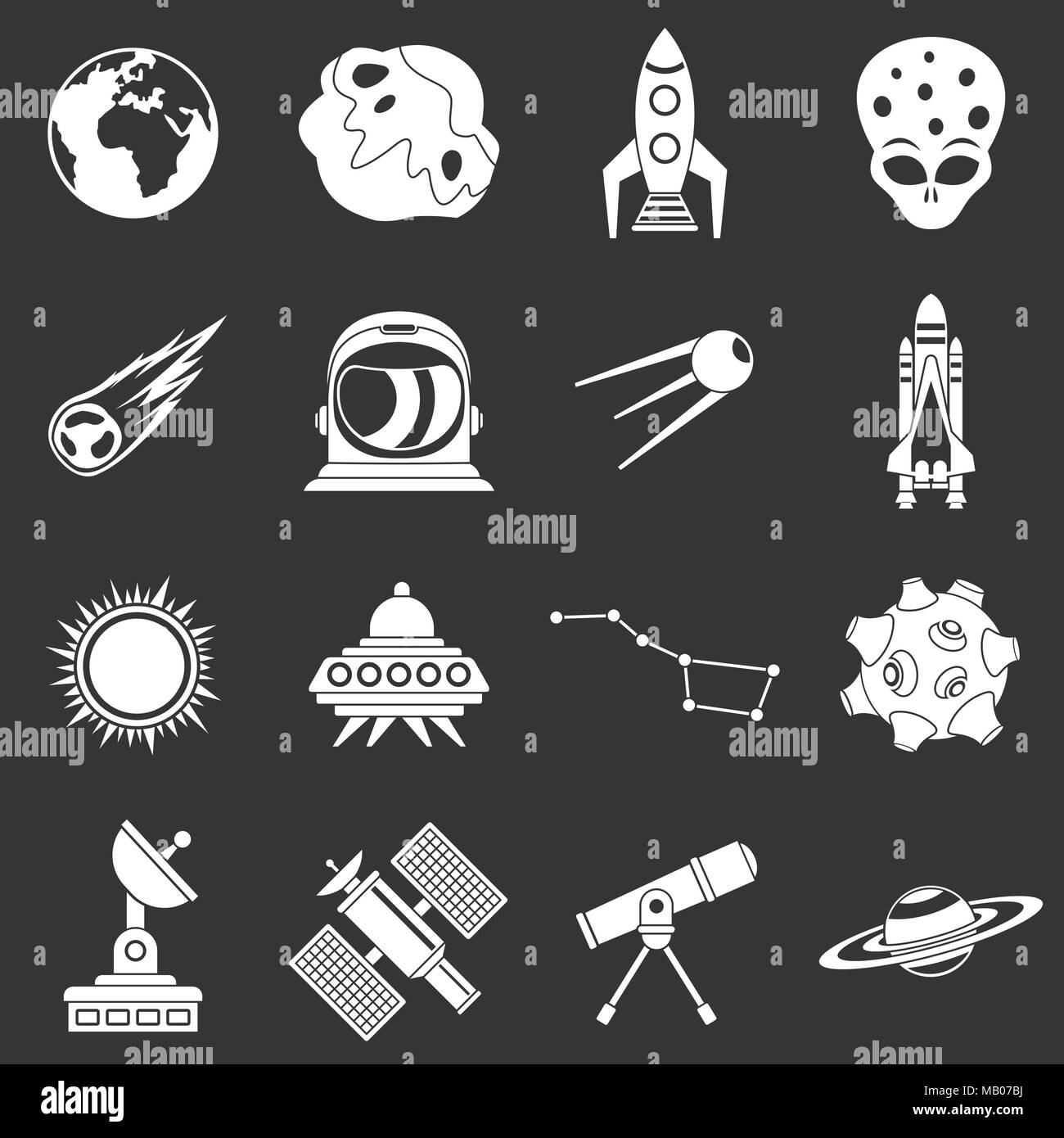 Space icons set grey vector Stock Vector Image & Art - Alamy