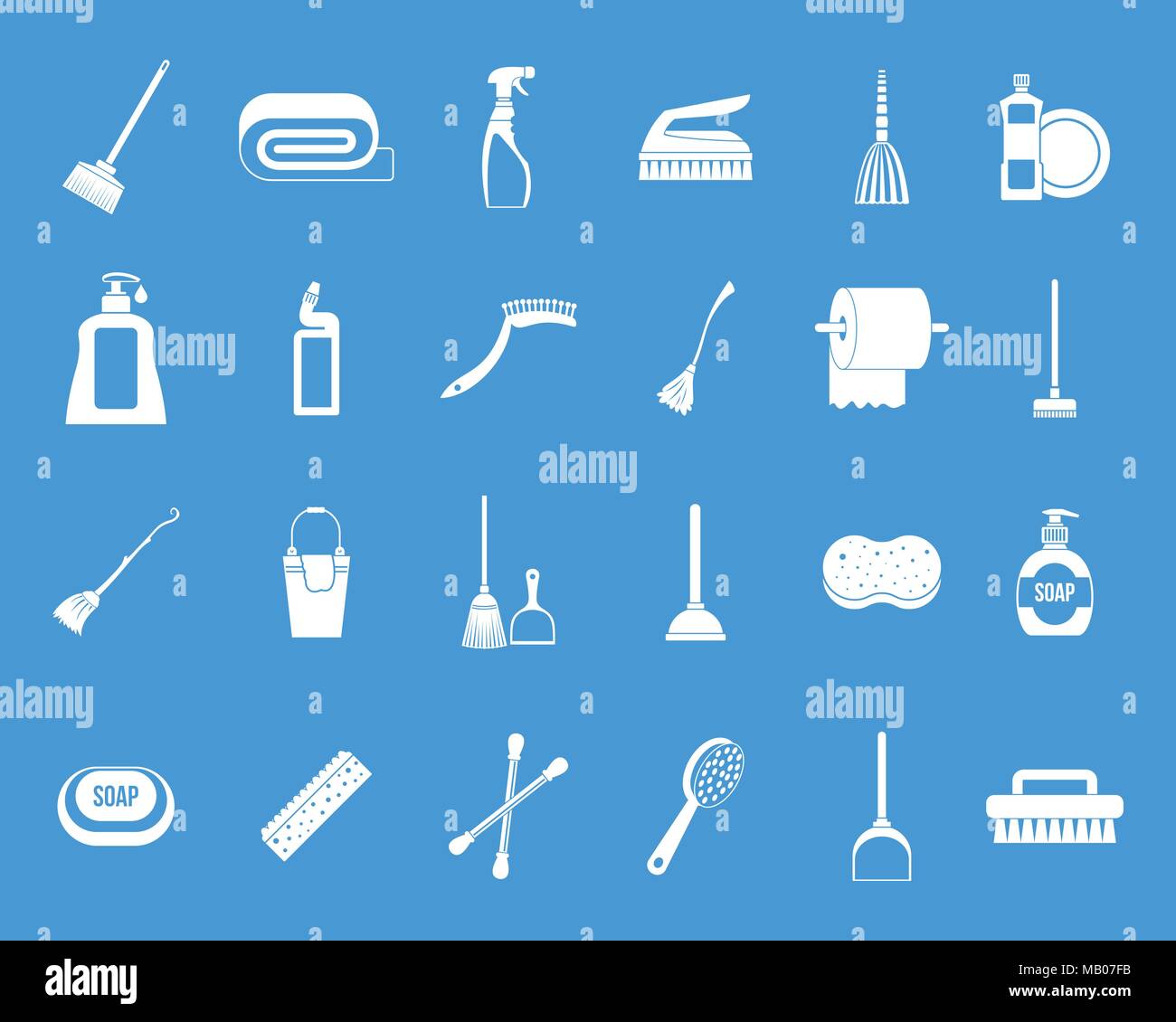 Cleaning tools icon blue set vector Stock Vector Image & Art - Alamy