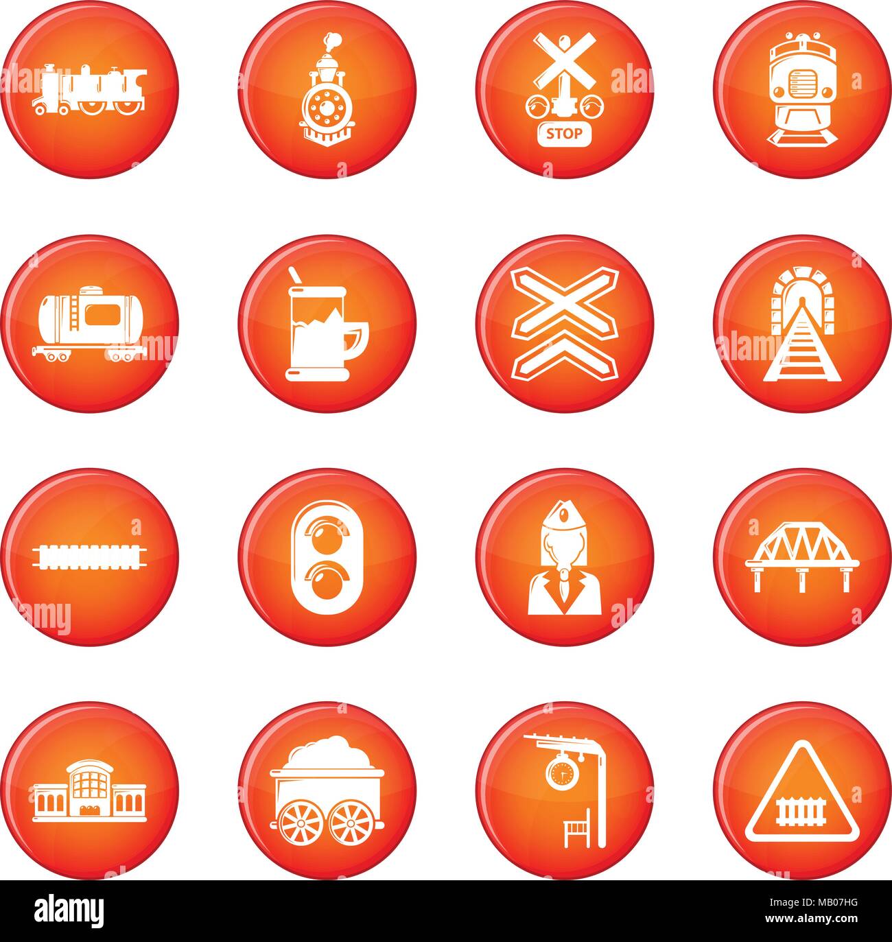 Train railroad icons set red vector Stock Vector Image & Art - Alamy