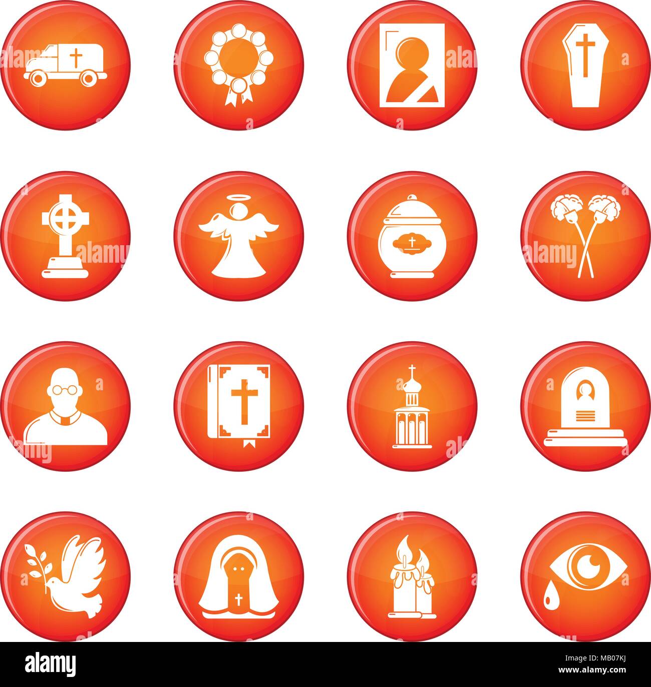 Funeral ritual service icons set red vector Stock Vector Image & Art ...