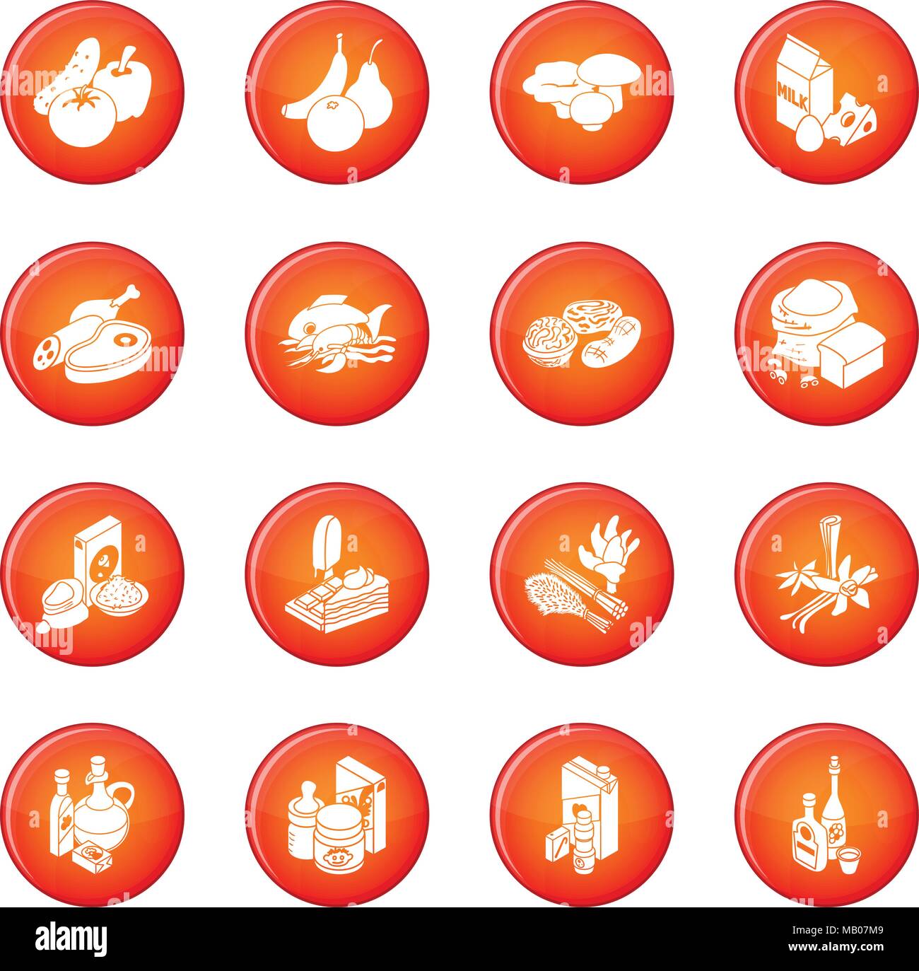 Shop navigation foods icons set red vector Stock Vector Image & Art - Alamy