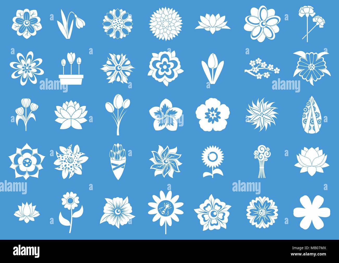 Flower icon blue set vector Stock Vector Image & Art - Alamy