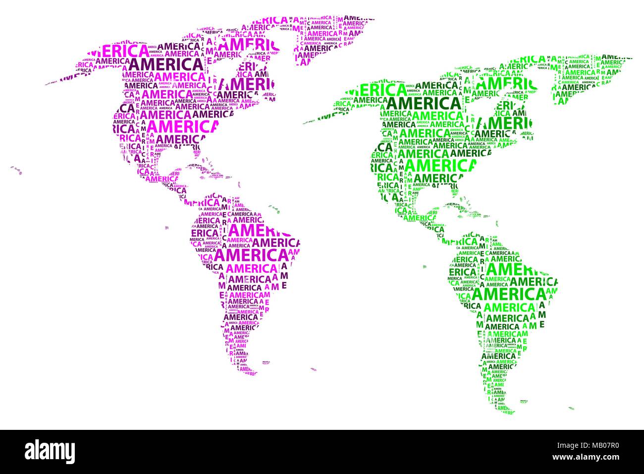Sketch America letter text continent, America word - in the shape of ...