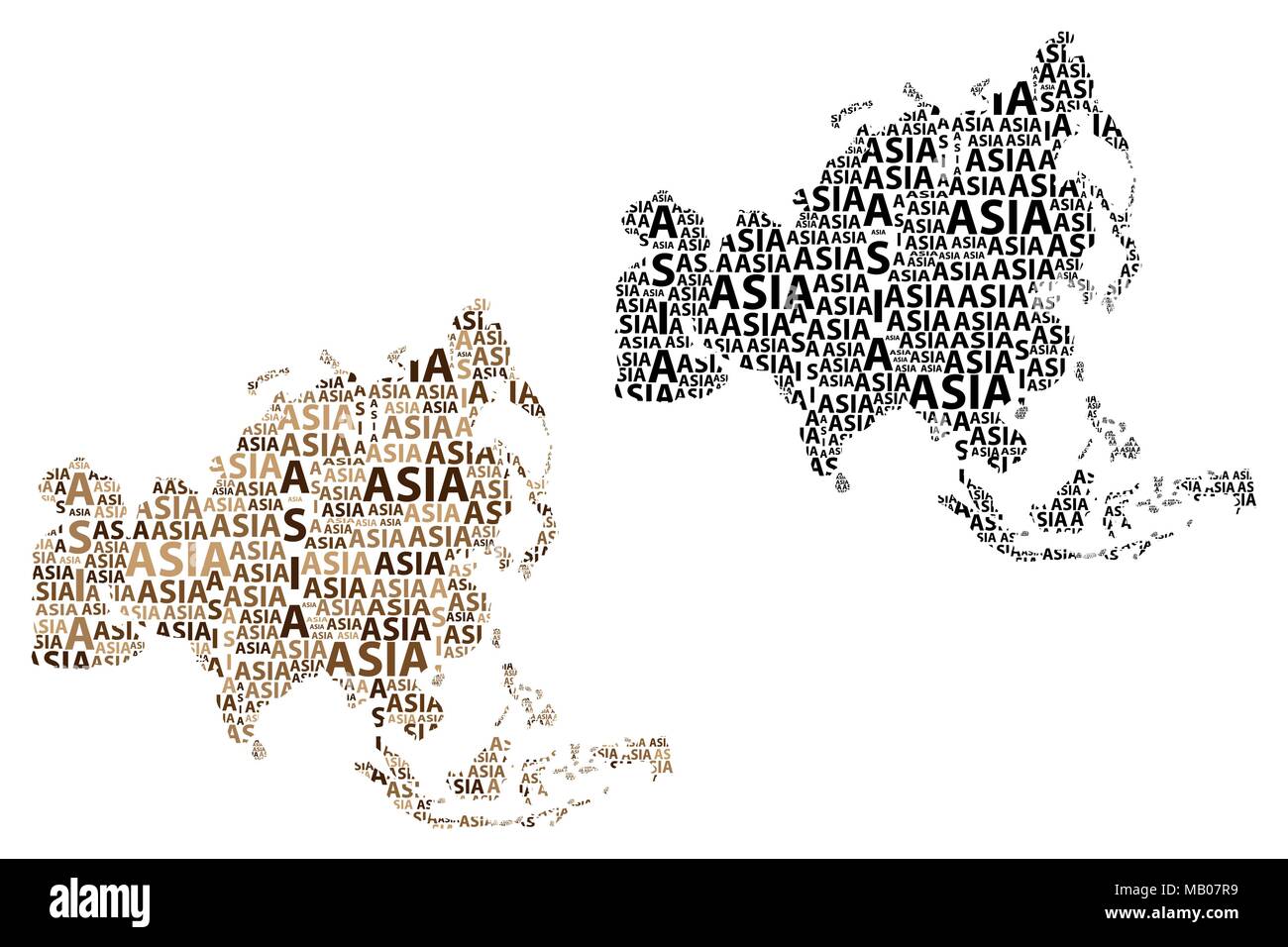 Sketch Asia letter text continent, Asia word - in the shape of the ...