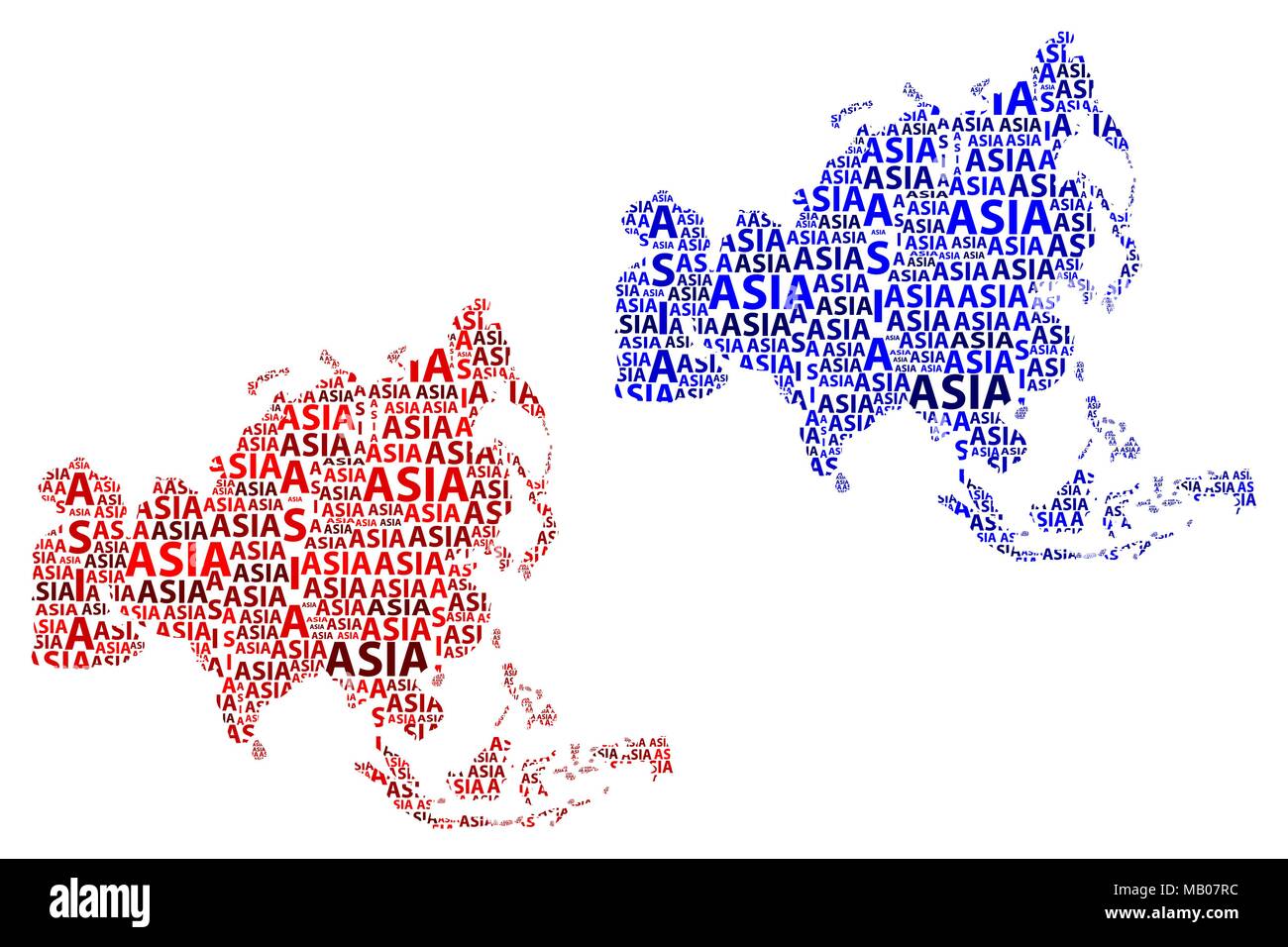 Sketch Asia letter text continent, Asia word - in the shape of the ...
