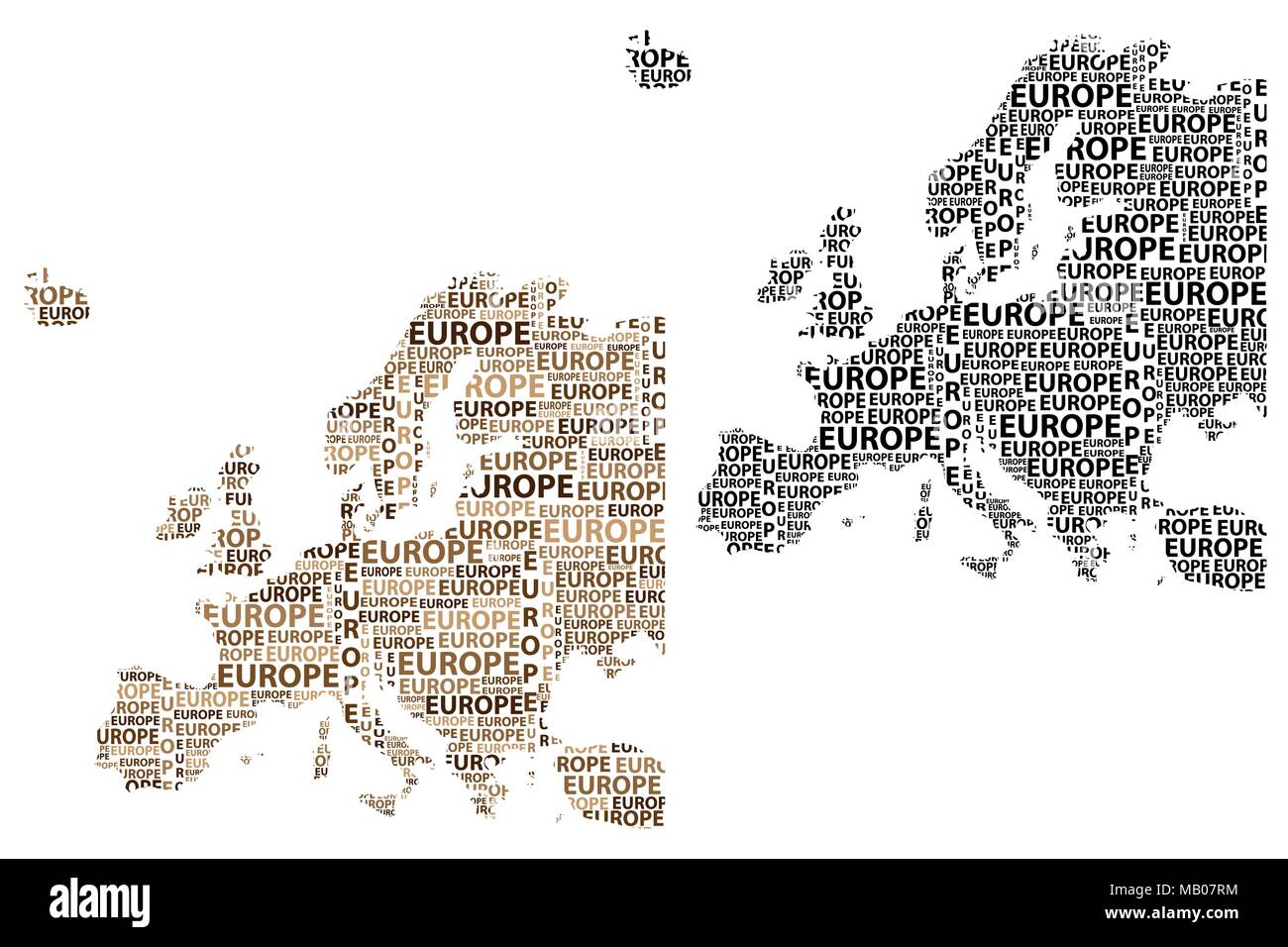 Sketch Europe letter text continent, Europe word - in the shape of the ...