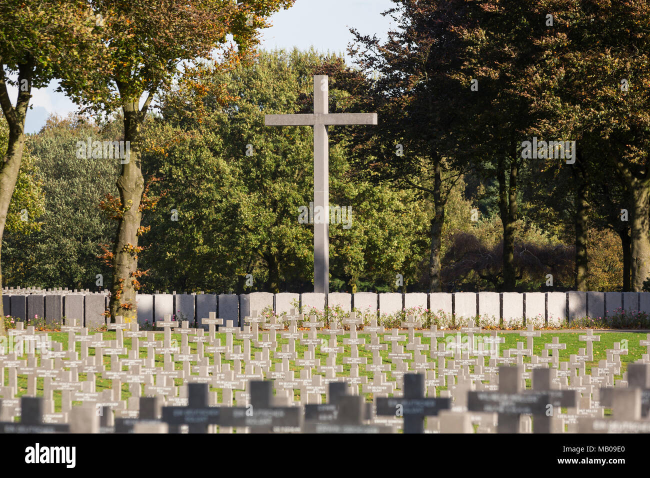 Tombstones at the German military cemetery in Ysselsteyn, Netherlands ...