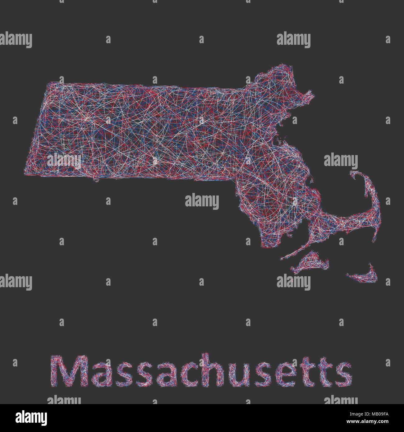 Massachusetts line art map Stock Vector Image & Art - Alamy