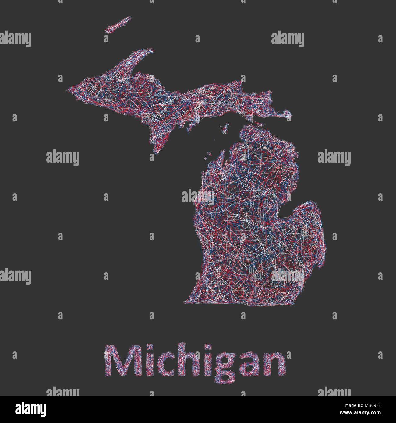 Michigan line art map Stock Vector Image & Art - Alamy