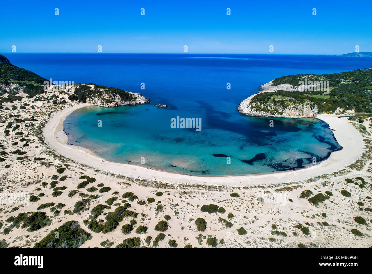 Panoramic aerial view of voidokilia beach, one of the best beaches in ...