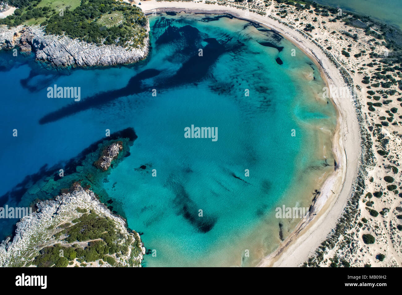 Panoramic aerial view of voidokilia beach, one of the best beaches in ...