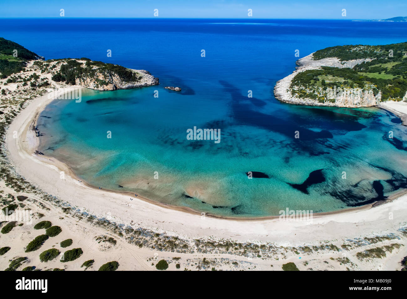 Panoramic aerial view of voidokilia beach, one of the best beaches in ...