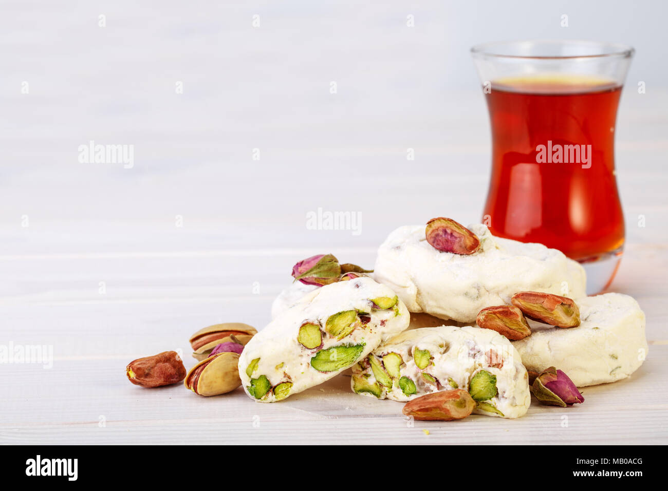 Traditional Iranian and Persian pieces of white nougat dessert sweet ...