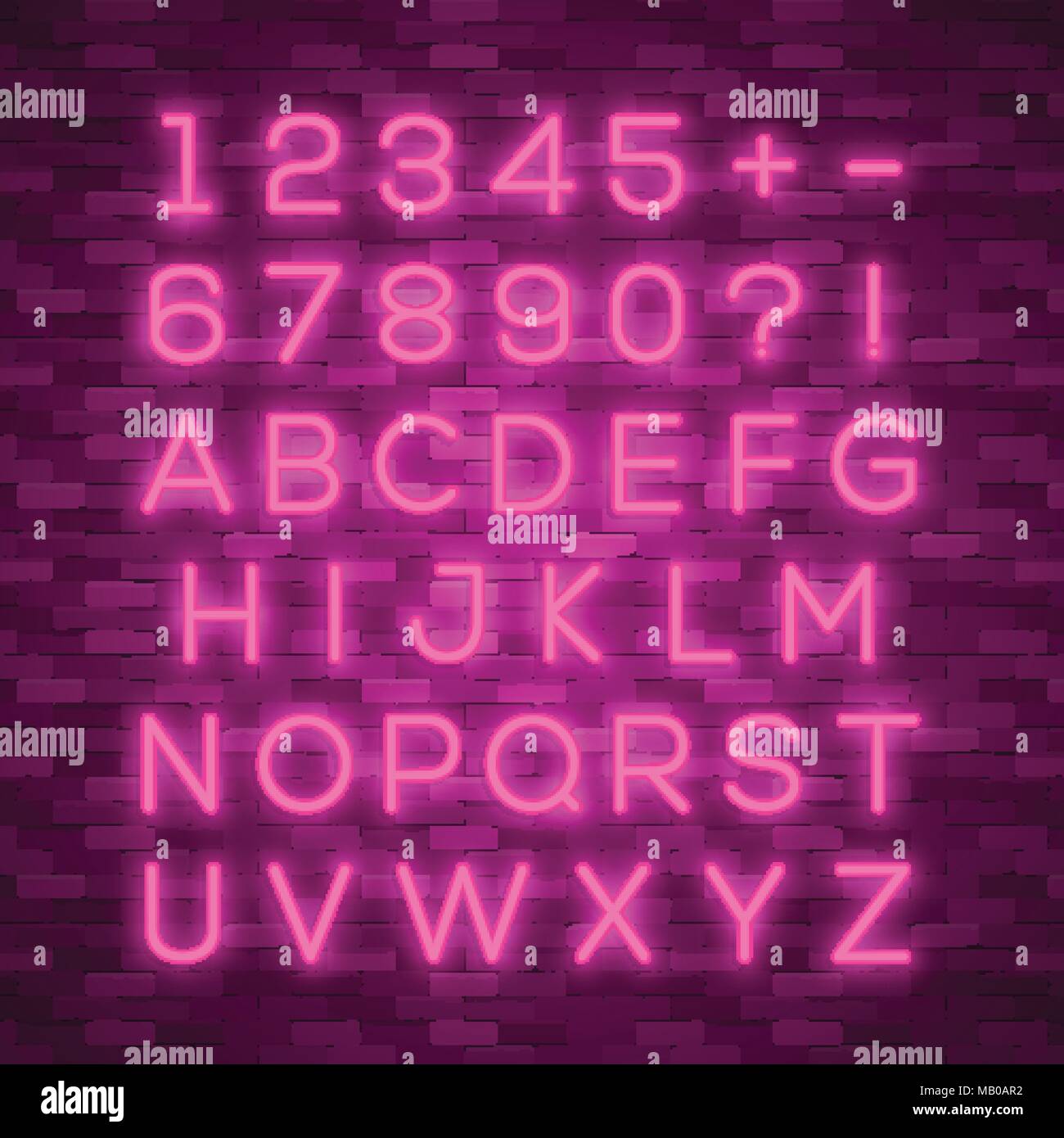 Realistic neon alphabet. Bright neon glowing font. Vector format Stock ...