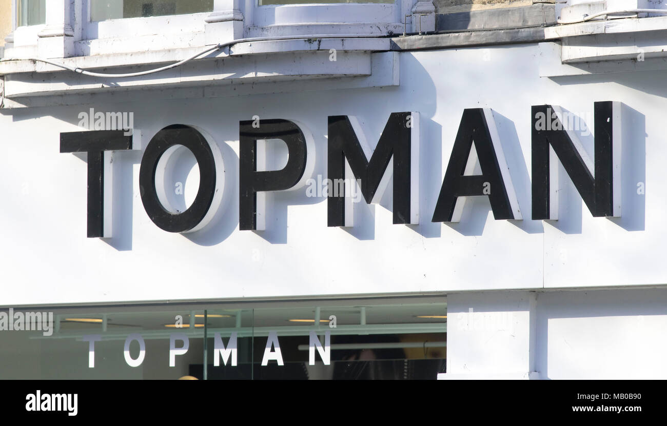 Topman clothes store shop sign logo Stock Photo - Alamy