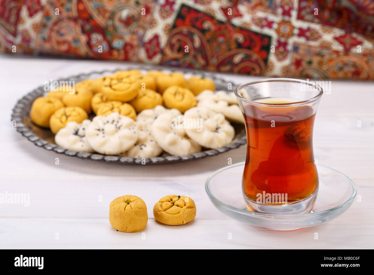 Traditional Iranian Sweets Round shaped Chickpea cookie pastries and ...