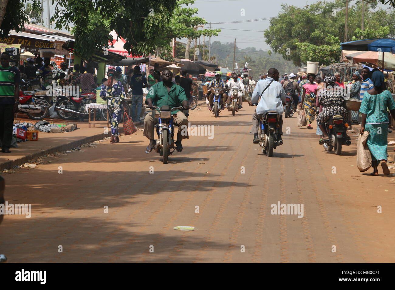 Busy street life in Cotonou Stock Photo - Alamy