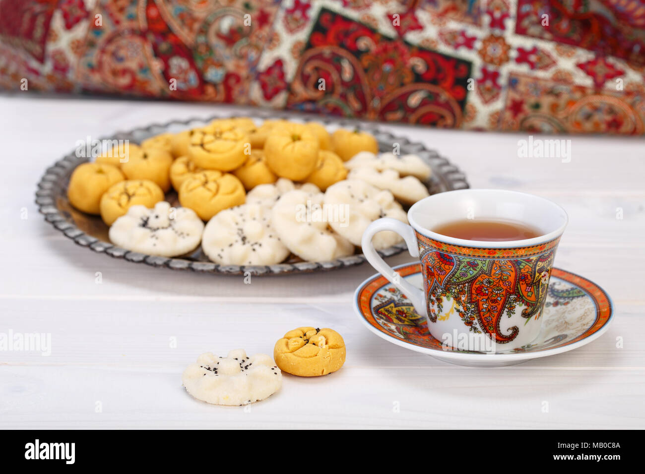 Traditional Iranian Sweets Round shaped Chickpea cookie pastries and ...