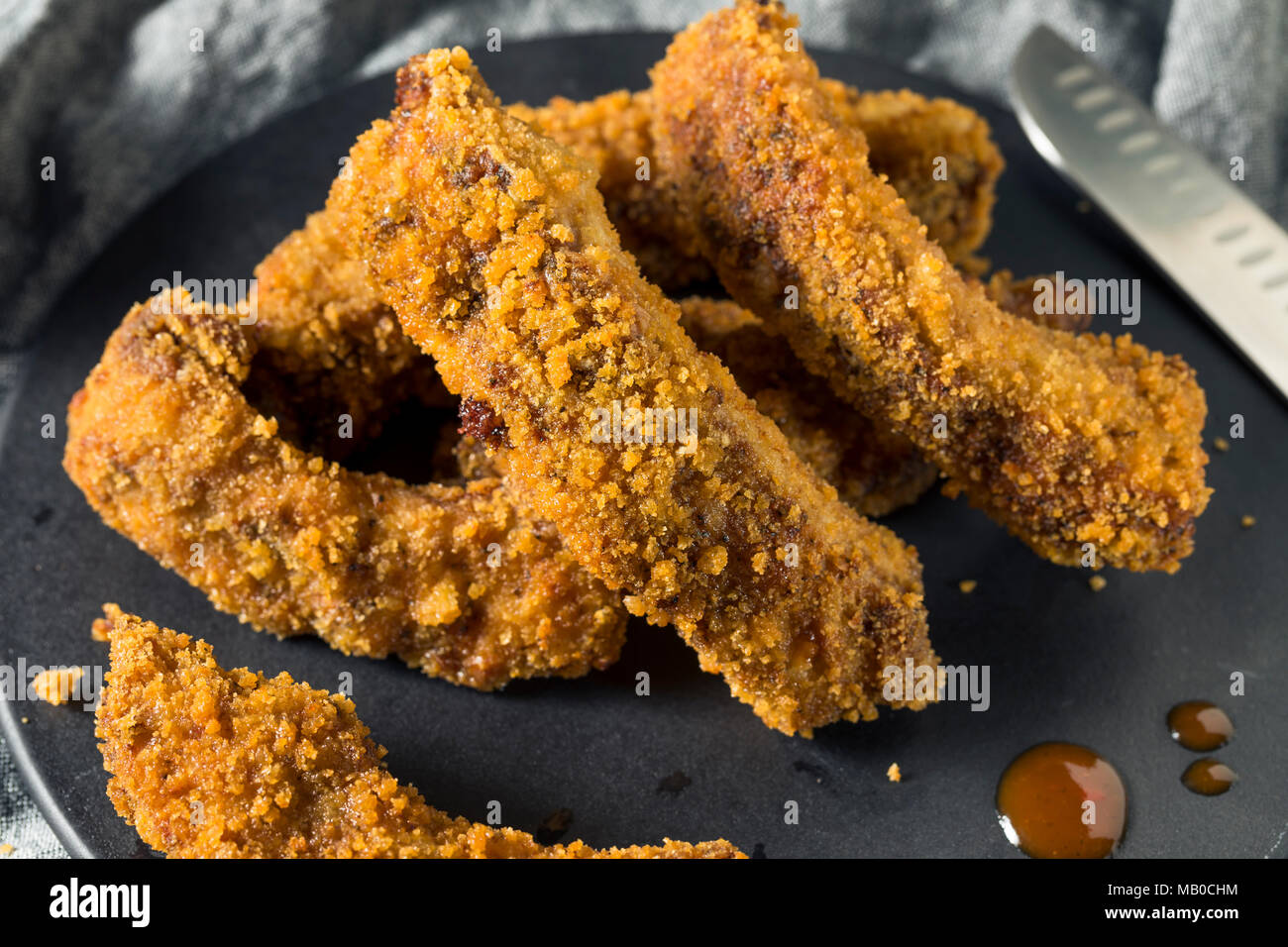 Homemade Deep Fried Ribs with Barbecue Sauce Stock Photo - Alamy
