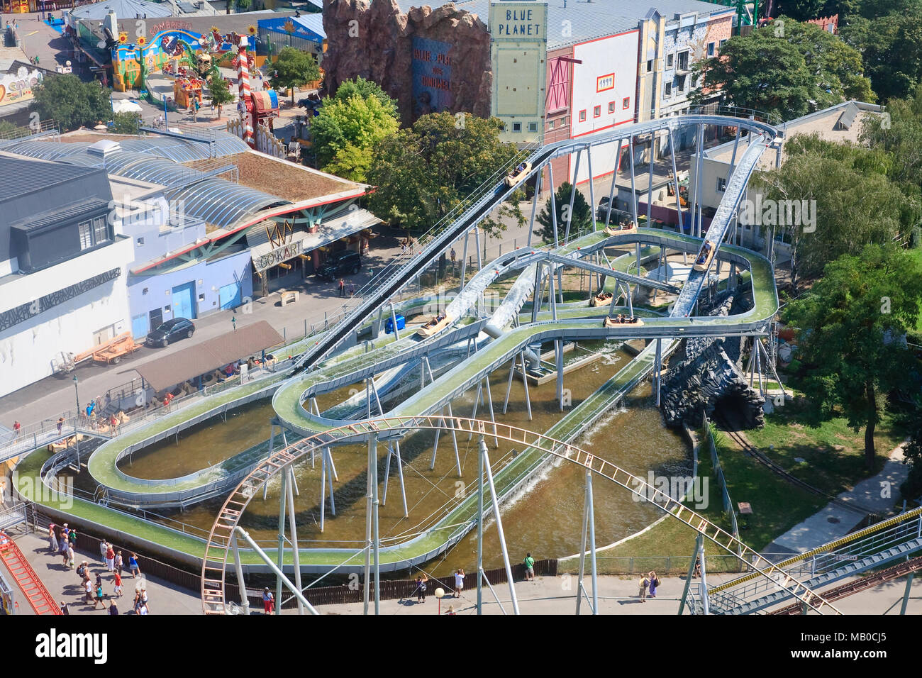 View of the Prater amusement park with a Ferris wheel. Vienna. Austria ...