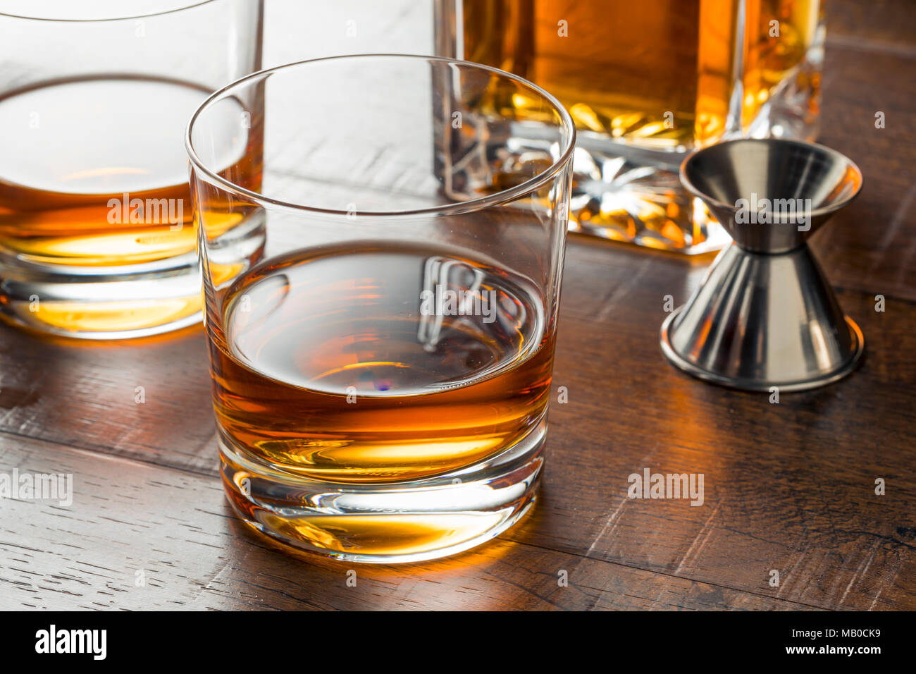 Delicious Bourbon Whiskey Neat in a Glass Stock Photo - Alamy