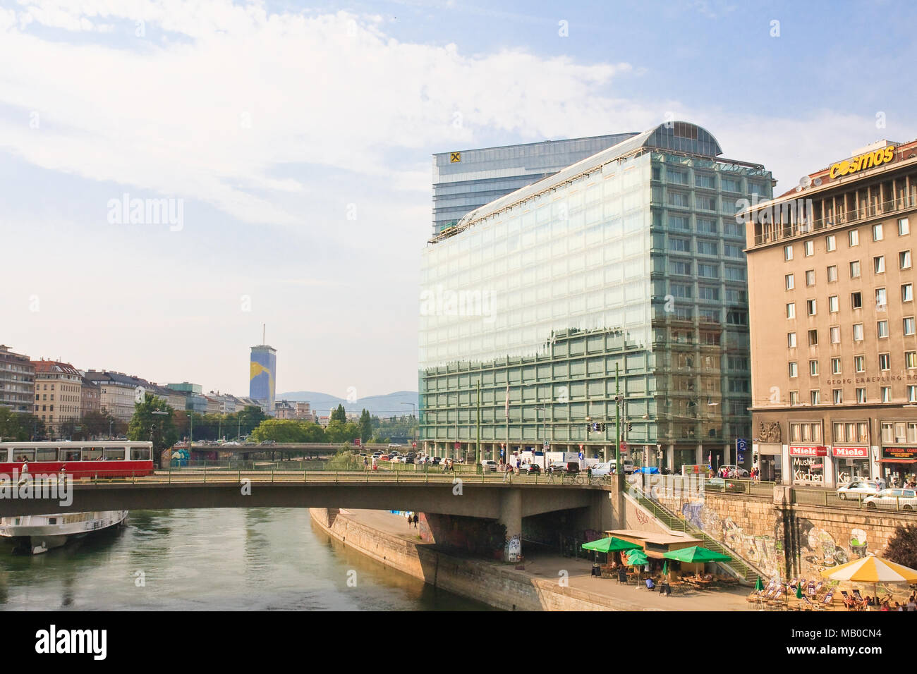 High-rise buildings, the Danube Canal. Vienna. Austria Stock Photo - Alamy