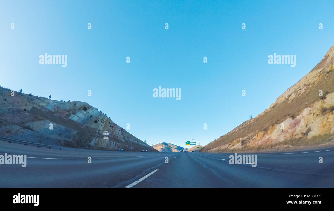 Driving on interstate highway I70 in the mountains Stock Photo - Alamy
