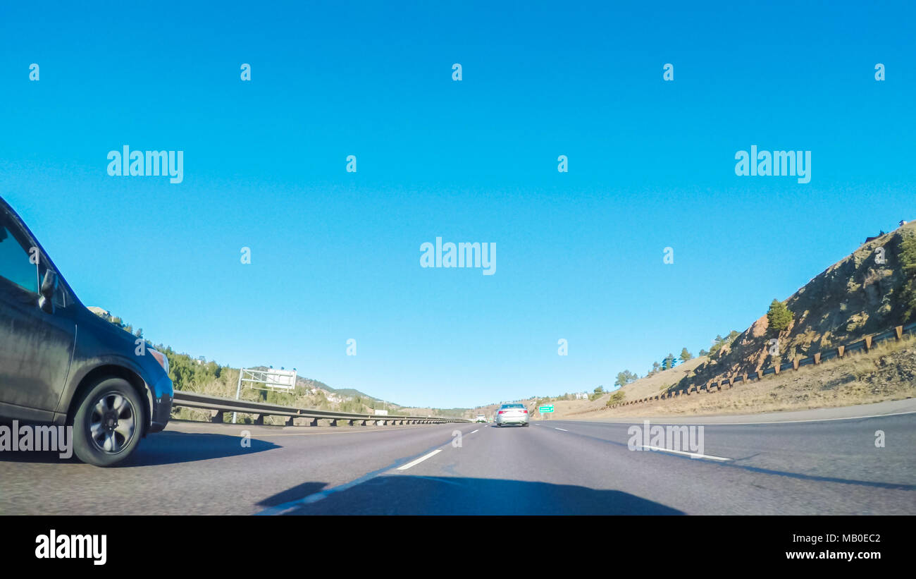 Driving on interstate highway I70 in the mountains Stock Photo - Alamy