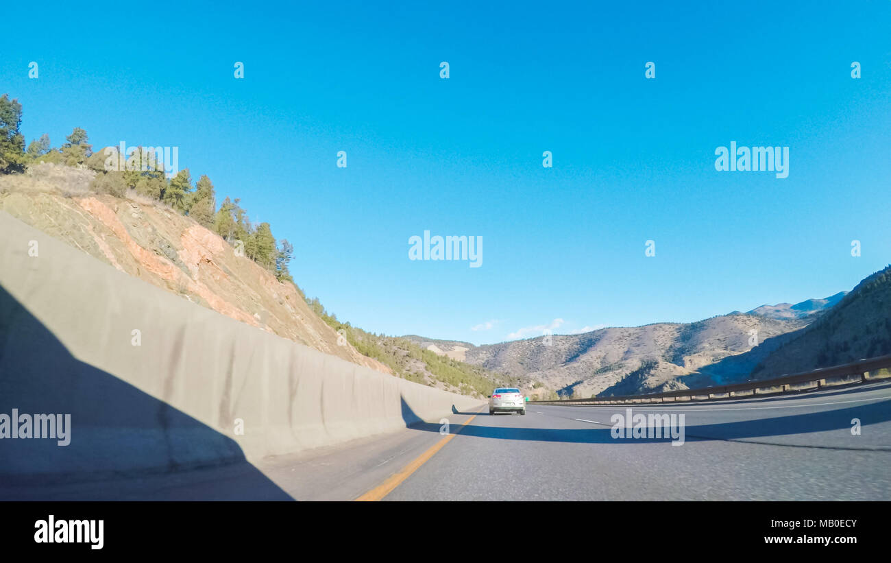 Driving on interstate highway I70 in the mountains Stock Photo - Alamy