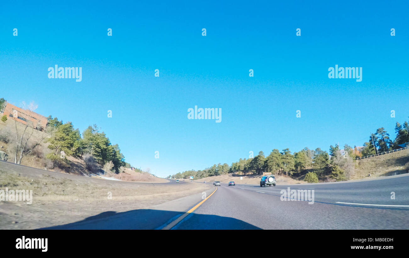 Driving on interstate highway I70 in the mountains Stock Photo - Alamy