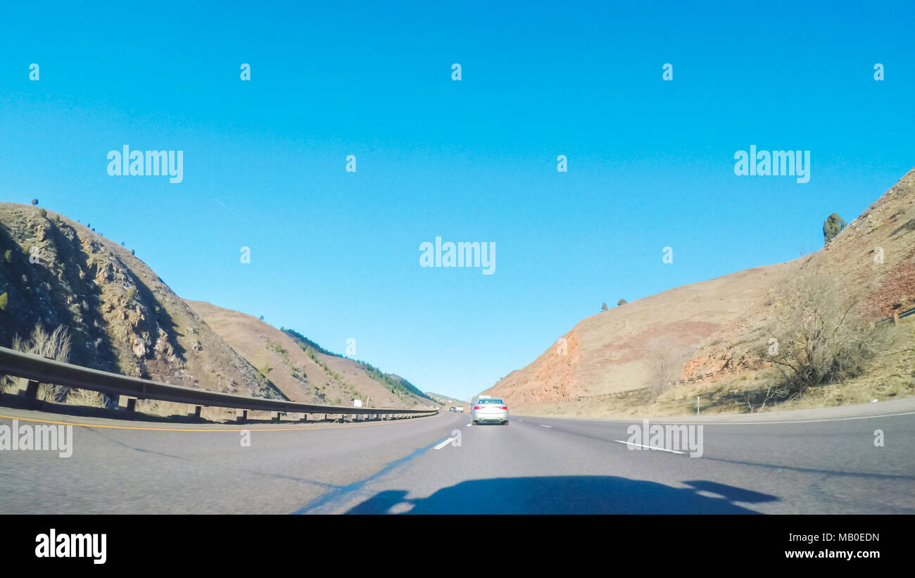 Driving on interstate highway I70 in the mountains Stock Photo - Alamy